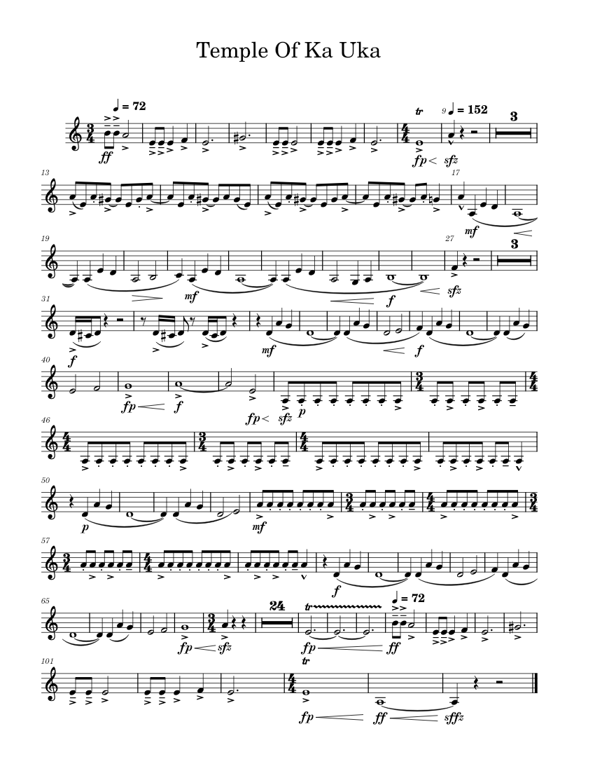 Temple Of Ka Uka Sheet music for Clarinet in b-flat (Concert Band) | Musescore.com