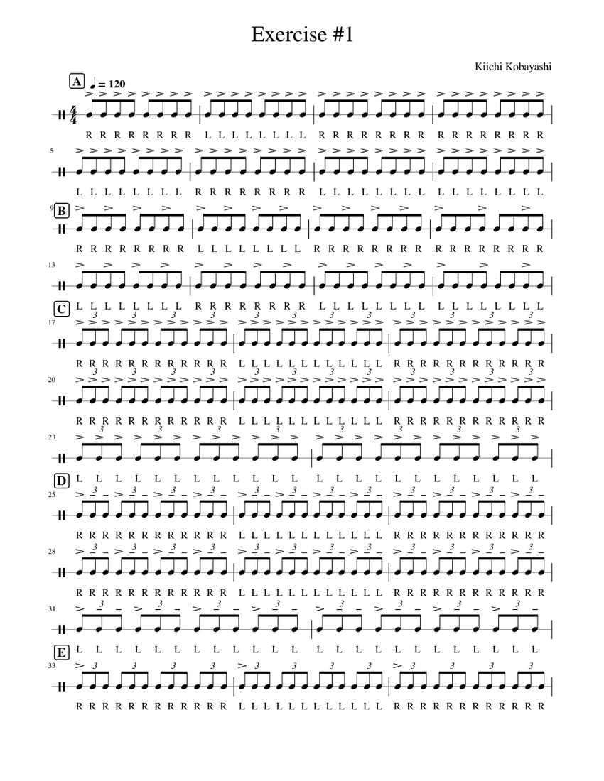 Exercise #1 Sheet music for Snare drum (Solo) | Musescore.com