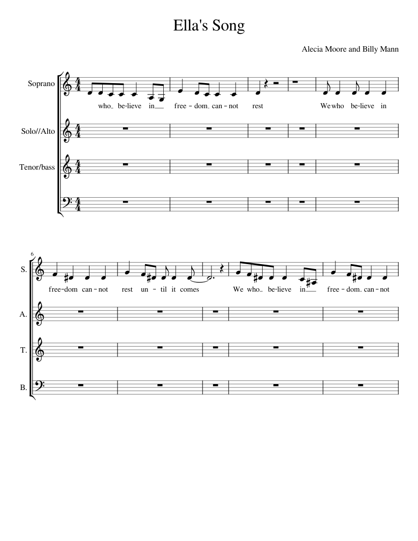 Ellas song Sheet Music for Soprano, Alto, Tenor, Bass voice (Choral ...
