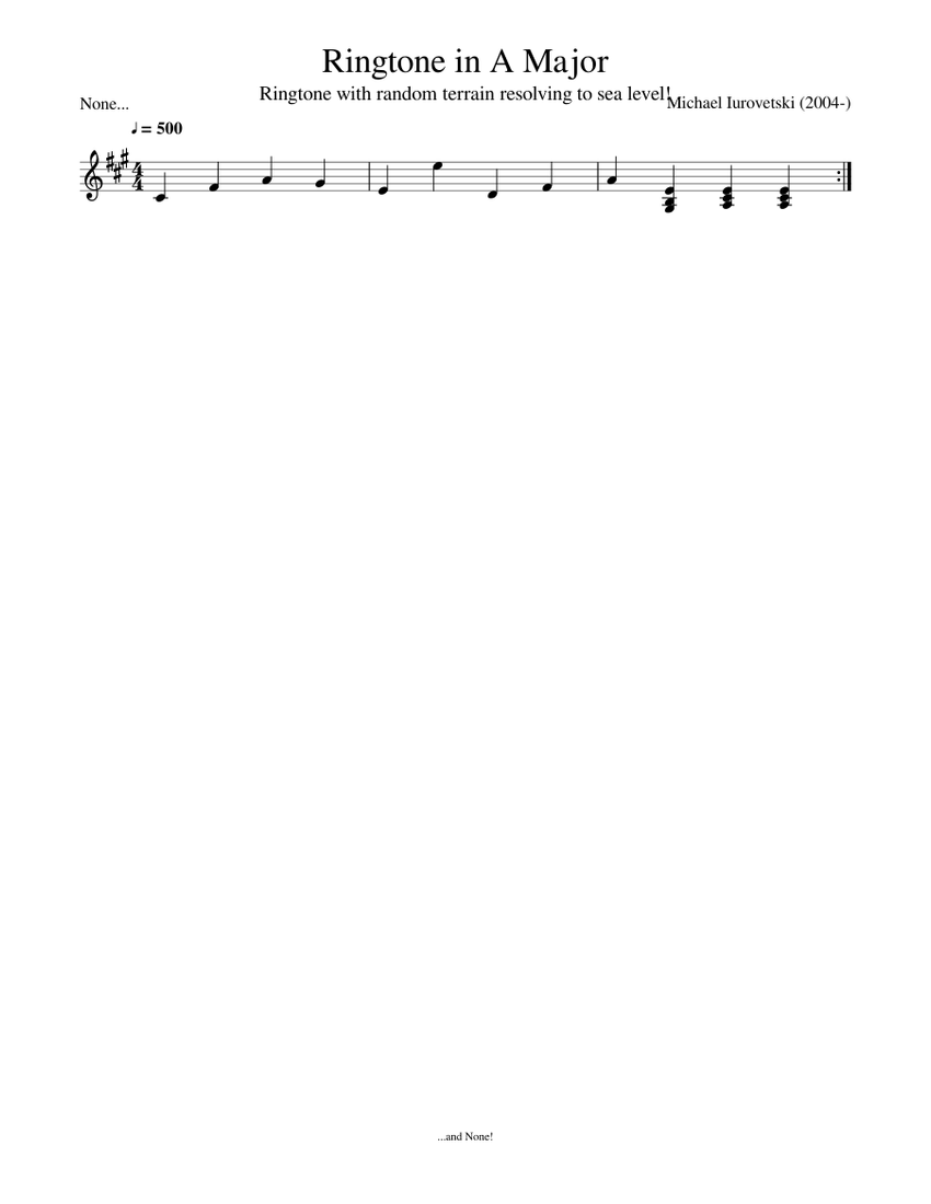 ringtone in a major Sheet music for Piano (Solo) | Musescore.com