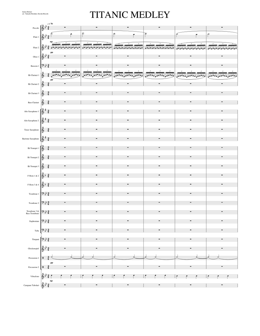 TITANIC MEDLEY Sheet Music for Trombone, Euphonium, Tuba, Flute piccolo ...