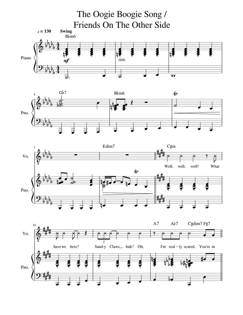 The Oogie Boogie Song / Friends On The Other Side Sheet Music with ...