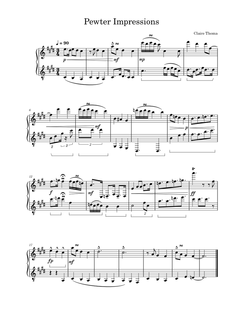 Pewter Impressions Sheet Music for Piano (Solo) easy | MuseScore.com