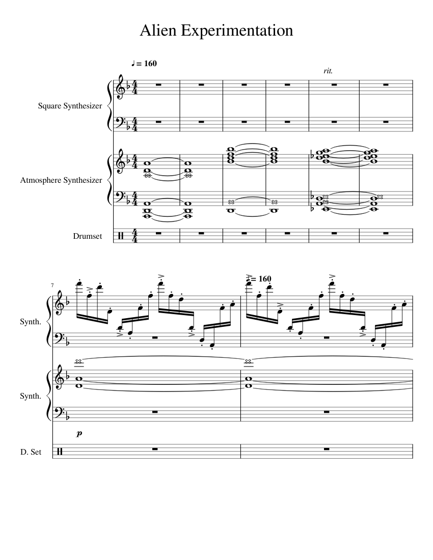 Alien Experimentation Sheet music for Drum group, Synthesizer (Mixed ...