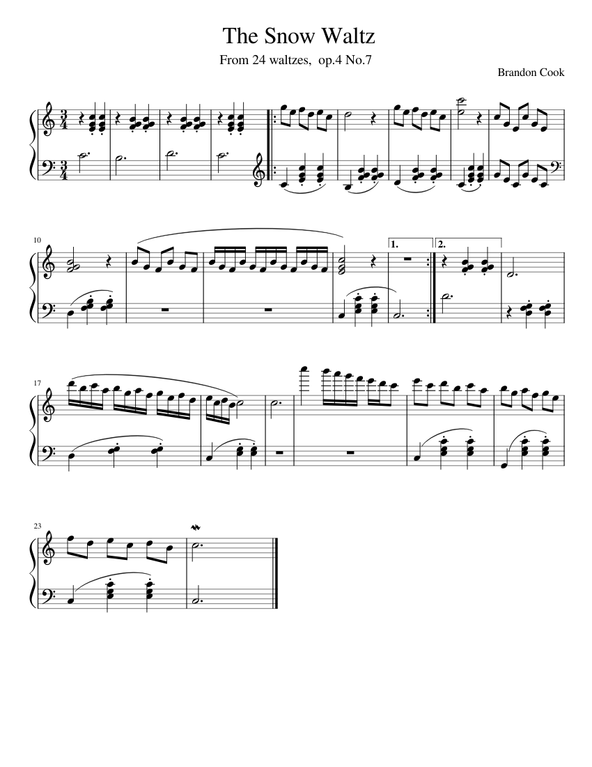 The Snow Waltz Sheet Music for Piano (Solo) easy | MuseScore.com