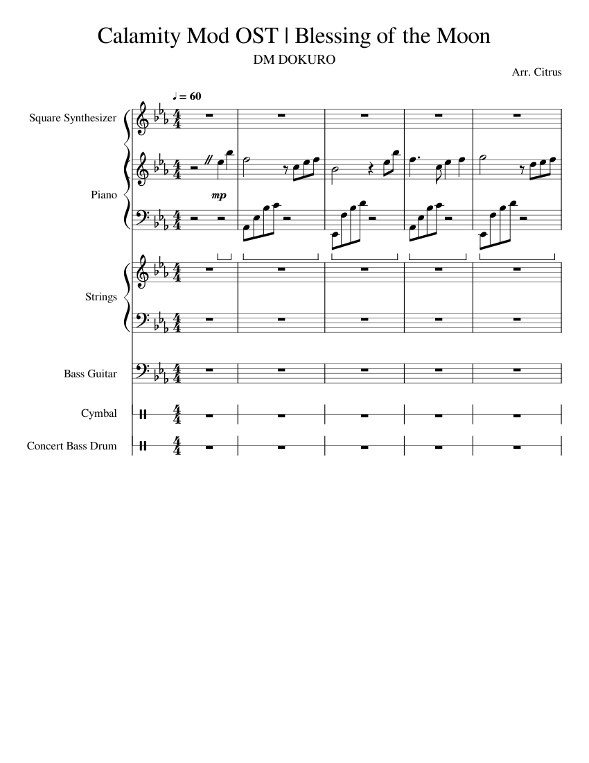 Calamity Mod OST | Blessing of the Moon Sheet Music for Piano, Crash ...