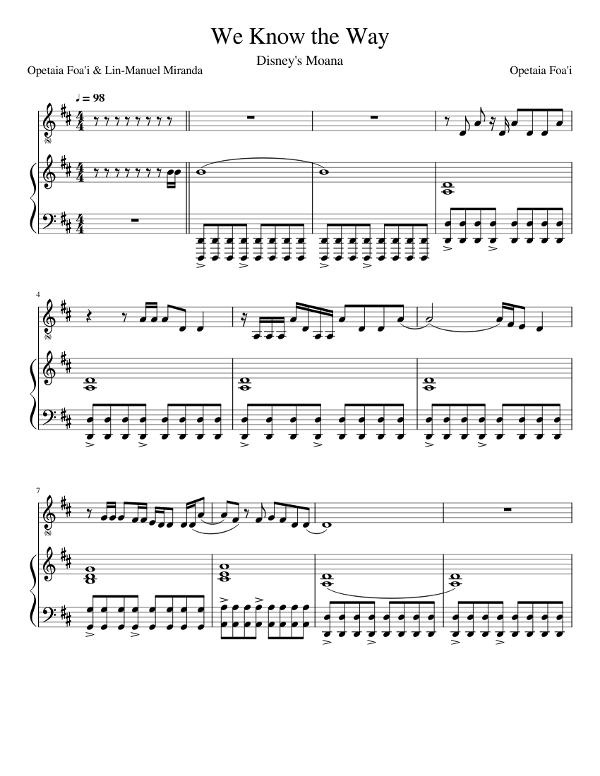 We Know the Way Sheet Music for Piano, Vocals (Choral) | MuseScore.com