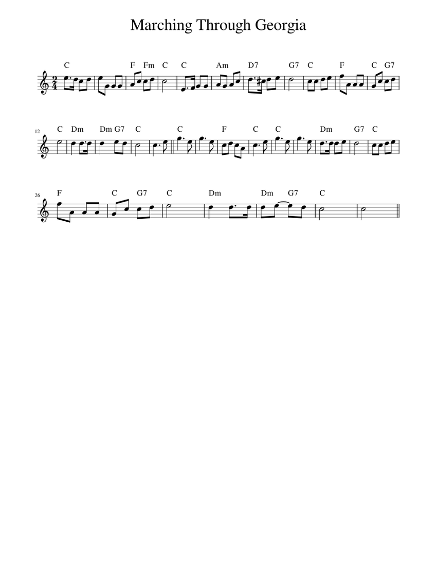 Marching Through Georgia Sheet music for Piano (Solo) | Musescore.com