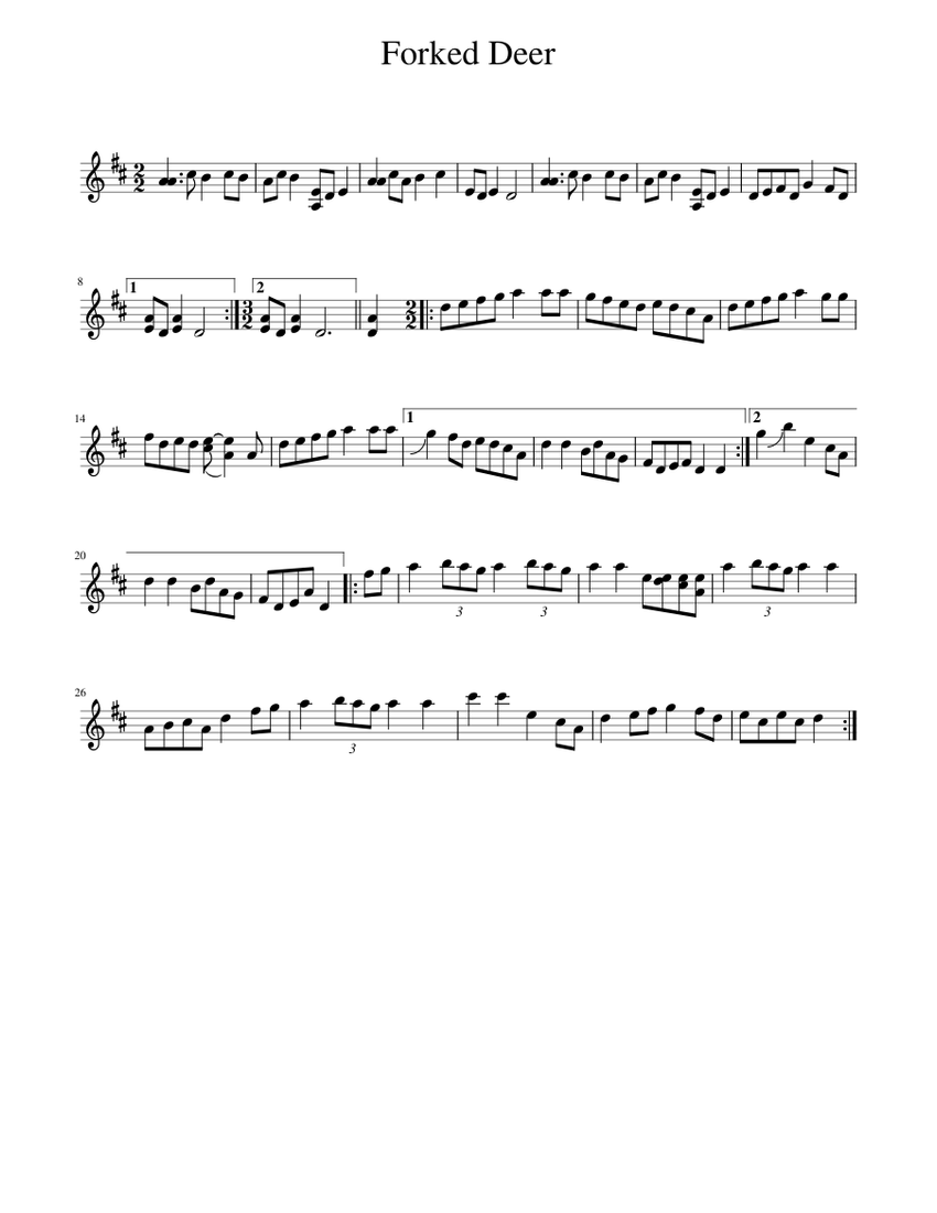 Forked Deer Sheet music for Piano (Solo) | Musescore.com