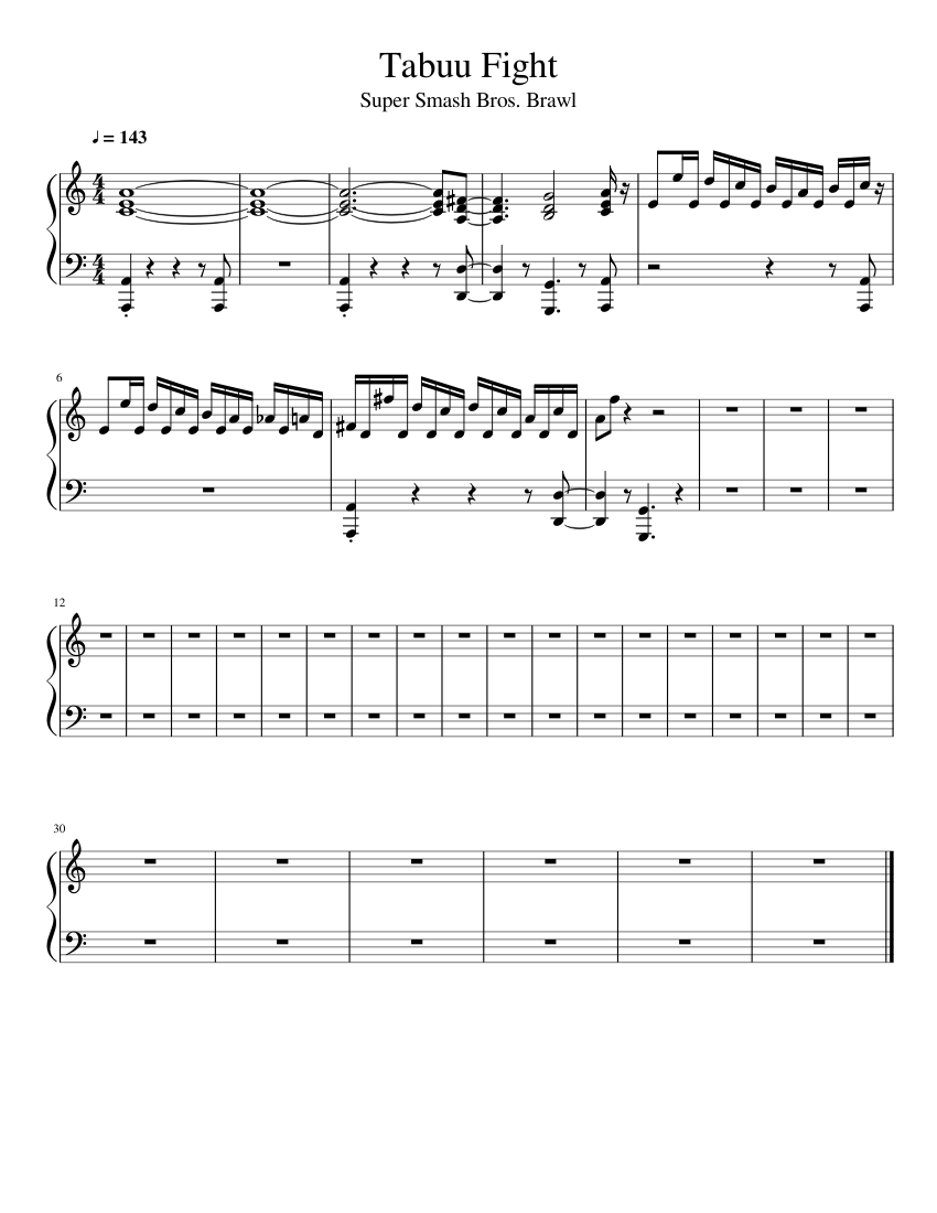 Tabuu Fight Sheet Music for Piano (Solo) Easy | MuseScore.com