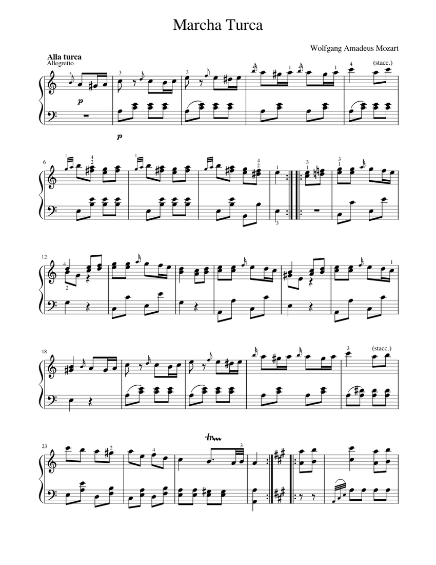 Marcha Turca Sheet Music for Piano (Solo) | MuseScore.com