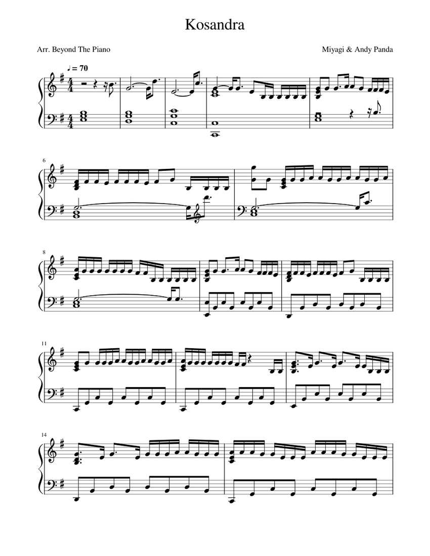 Miyagi & Andy Panda - Kosandra Sheet Music for Piano (Solo) | MuseScore.com