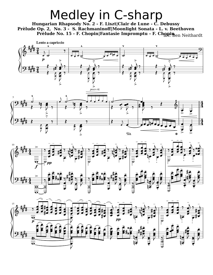 Medley in C sharp Sheet music for Piano (Solo) | Musescore.com
