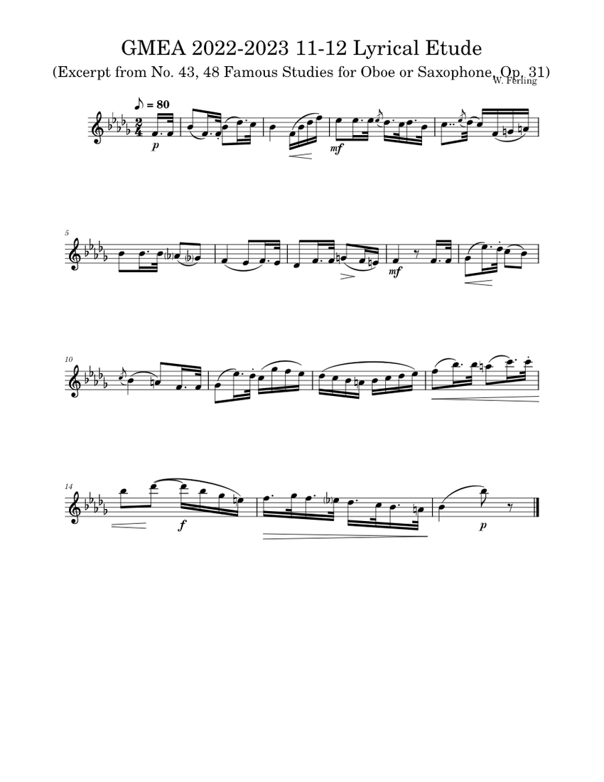 GMEA 2022-2023 11-12 Lyrical Etude - Baritone Saxophone Sheet music for ...