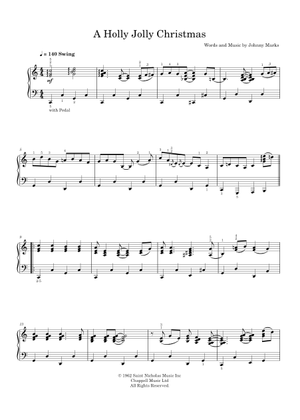 Holly Jolly Christmas Sheet Music with Chords for Voice (other) (Solo ...