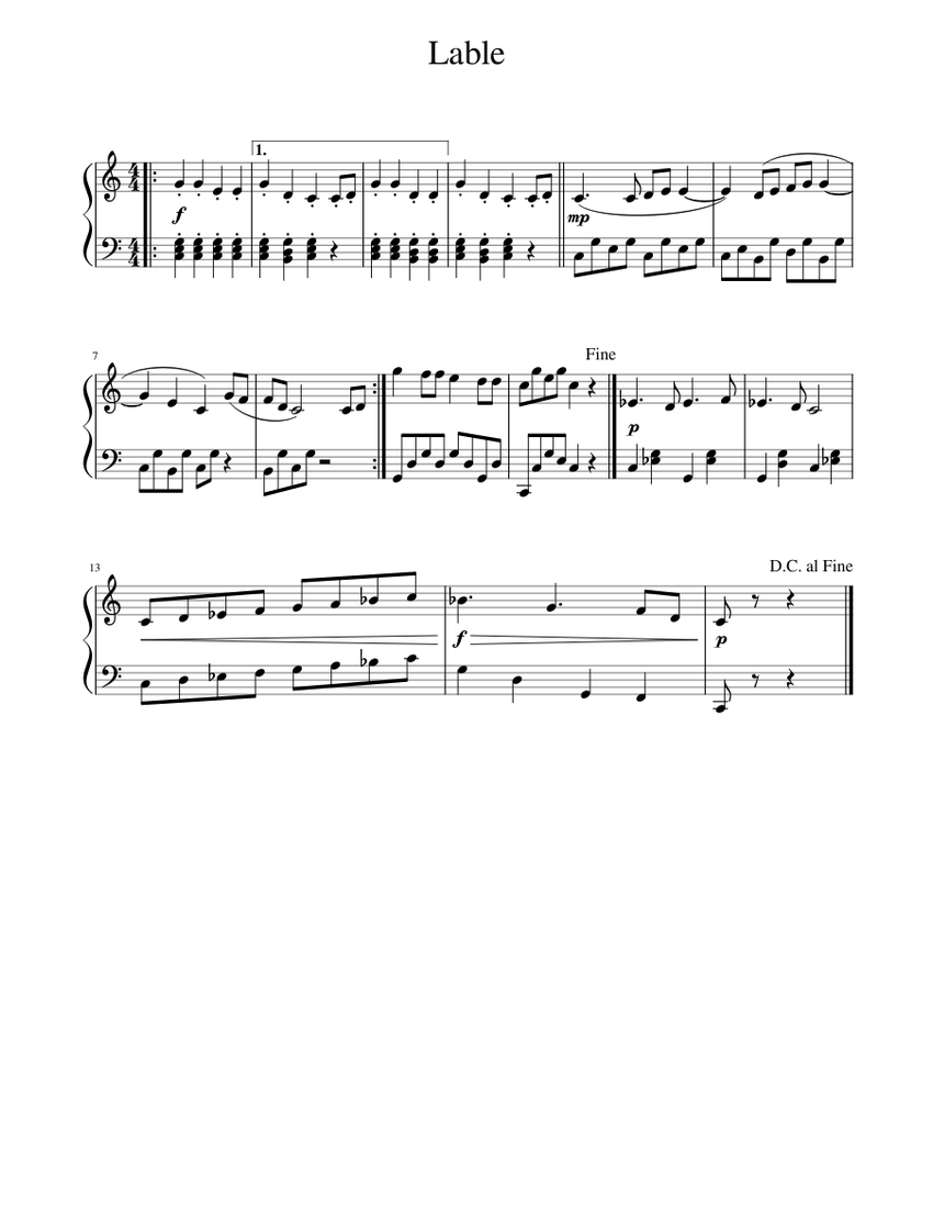 short piano song Sheet Music for Piano (Solo) easy | MuseScore.com