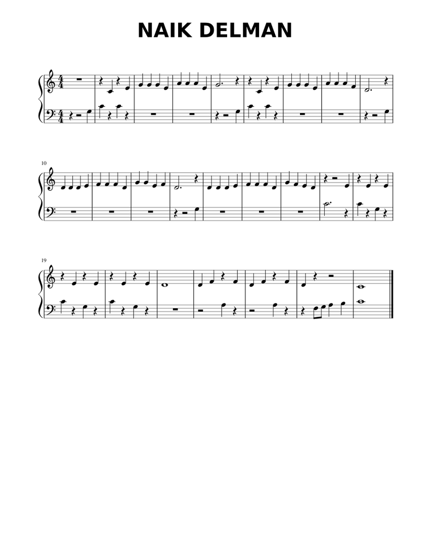 NAIK DELMAN Sheet Music for Piano (Solo) Easy | MuseScore.com