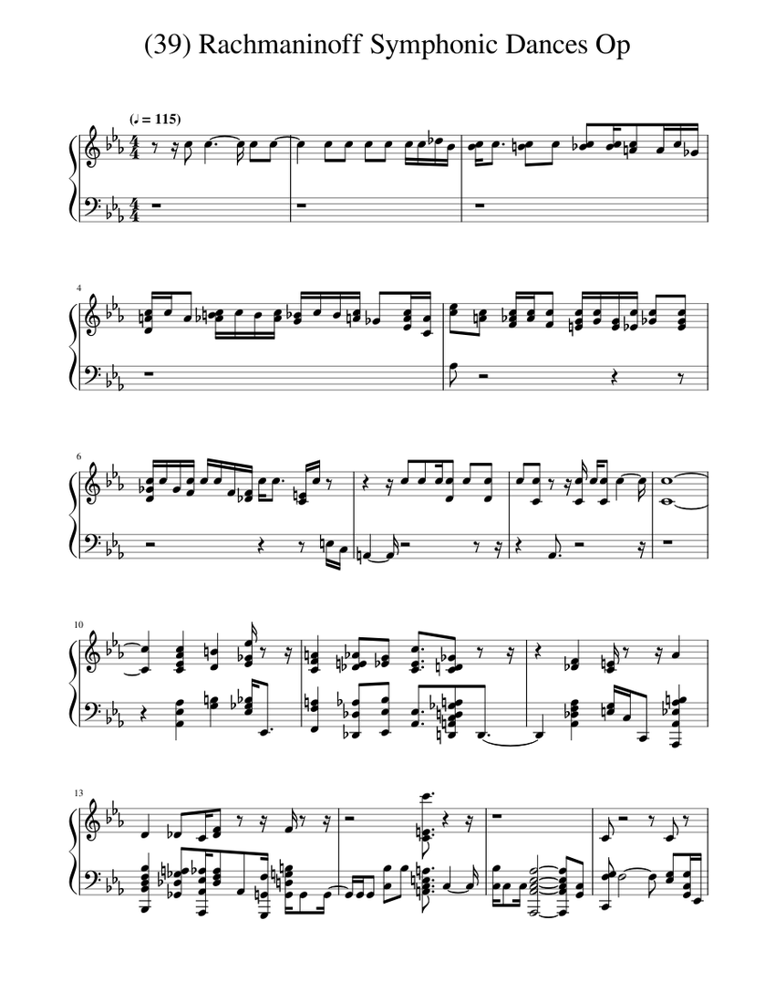 Rachmaninoff - Symphonic Dances Sheet Music for Piano (Solo ...
