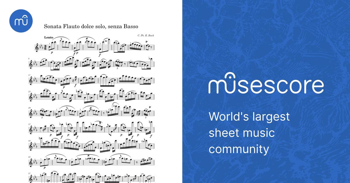 Sonata Flauto dolce solo, senza Basso Sheet music for Recorder (Solo ...