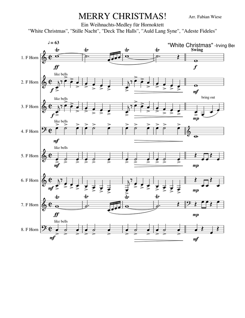 Merry Christmas | christmas medley for 8 horns Sheet Music for French ...