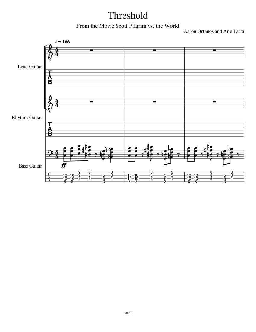 Threshold Sheet Music and Tab for Guitar, Bass guitar (Mixed Trio ...