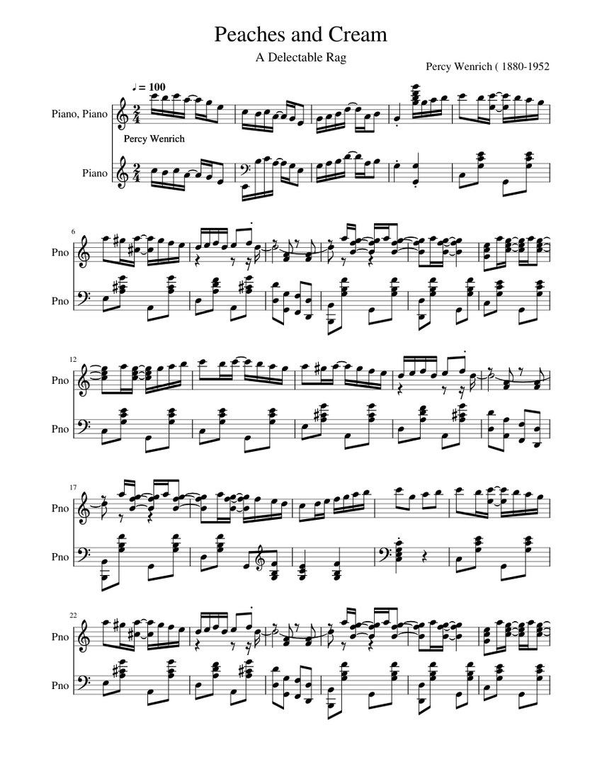 Peaches and Cream Sheet music for Piano (Piano Duo) | Musescore.com
