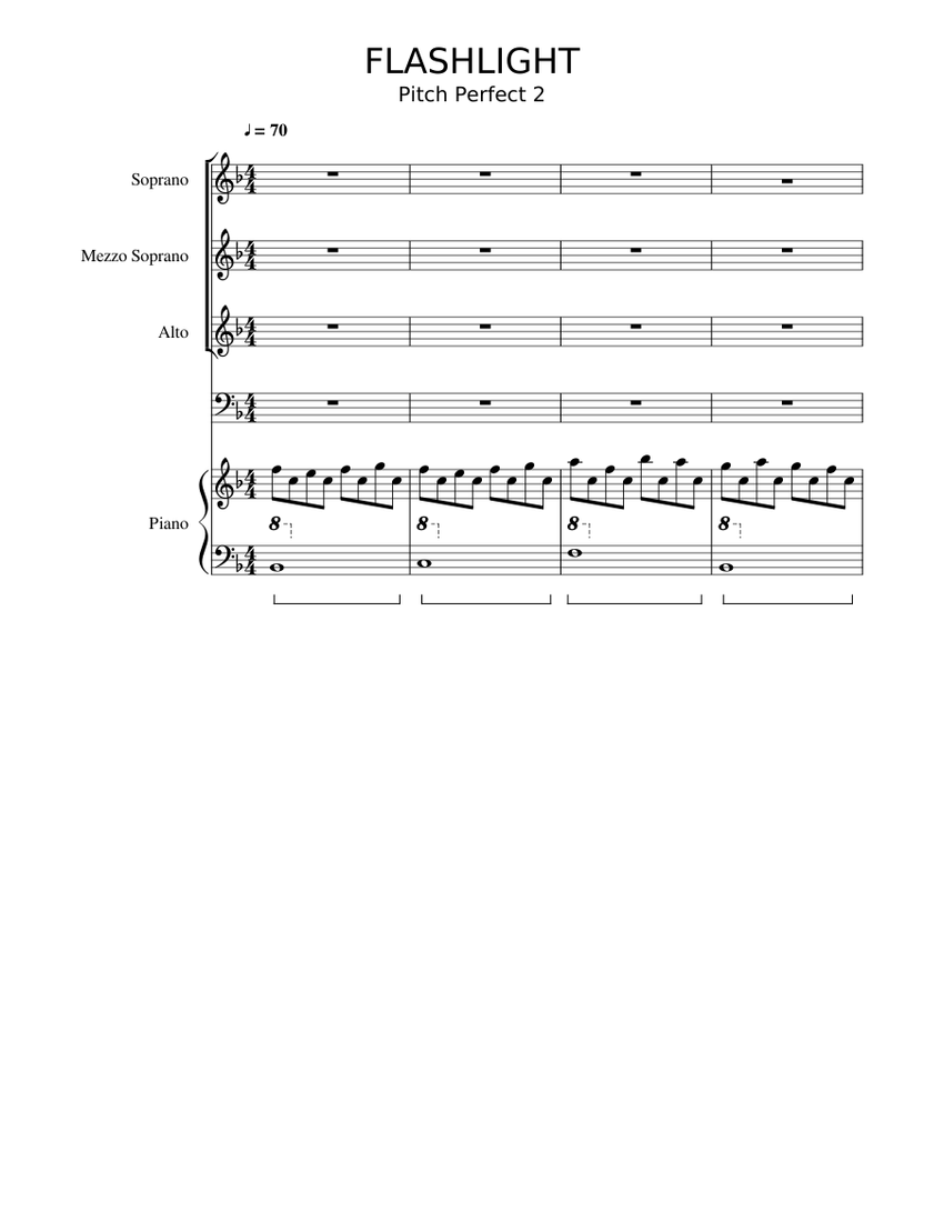 Flashlight (Pitch Perfect 2) Sheet music for Piano, Soprano, Alto ...