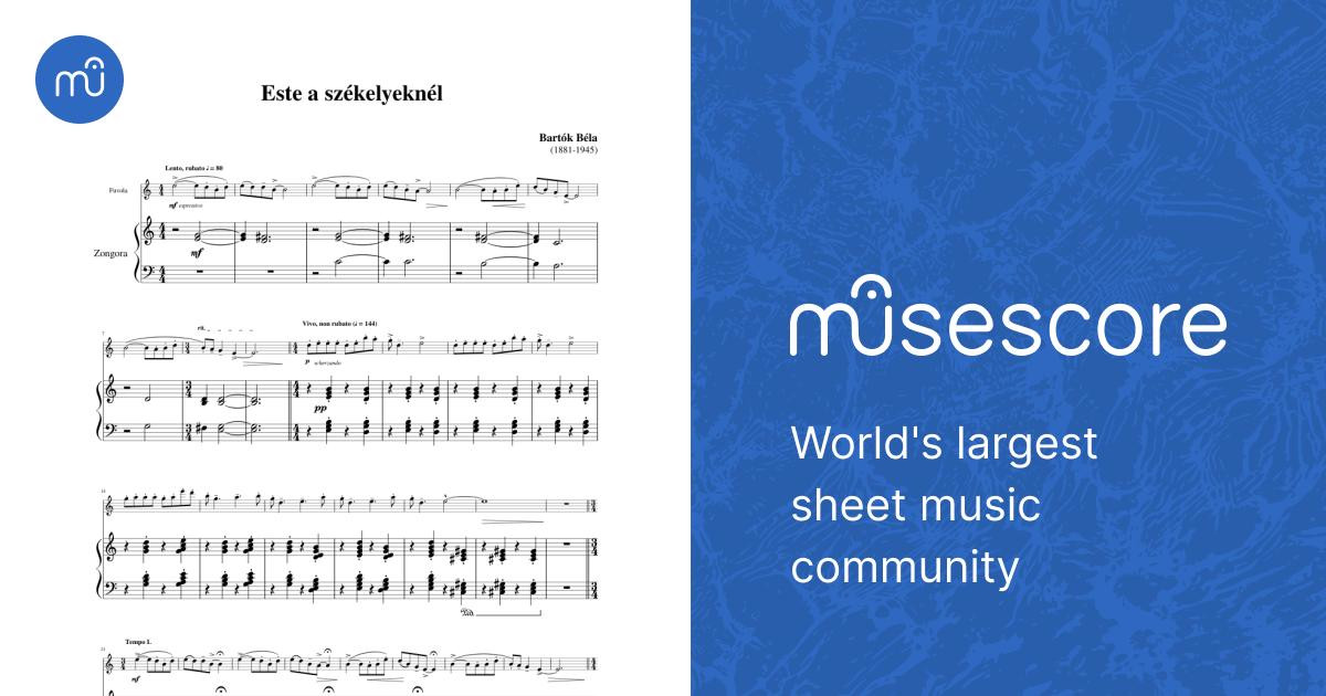 Bartók Béla: Este a székelyeknél Sheet Music for Piano, Flute (Solo) | MuseScore.com