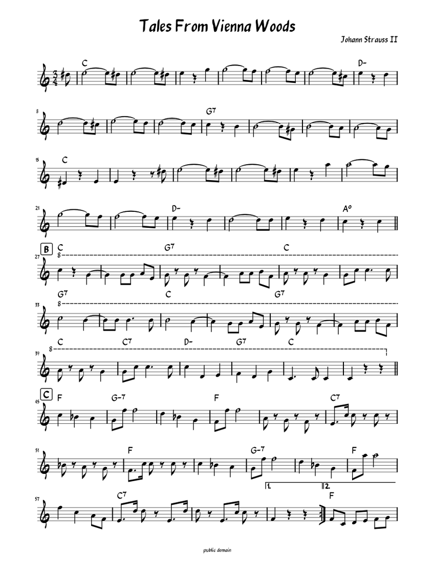 Tales From The Vienna Woods (Lead sheet ) Sheet music for Piano (Solo ...