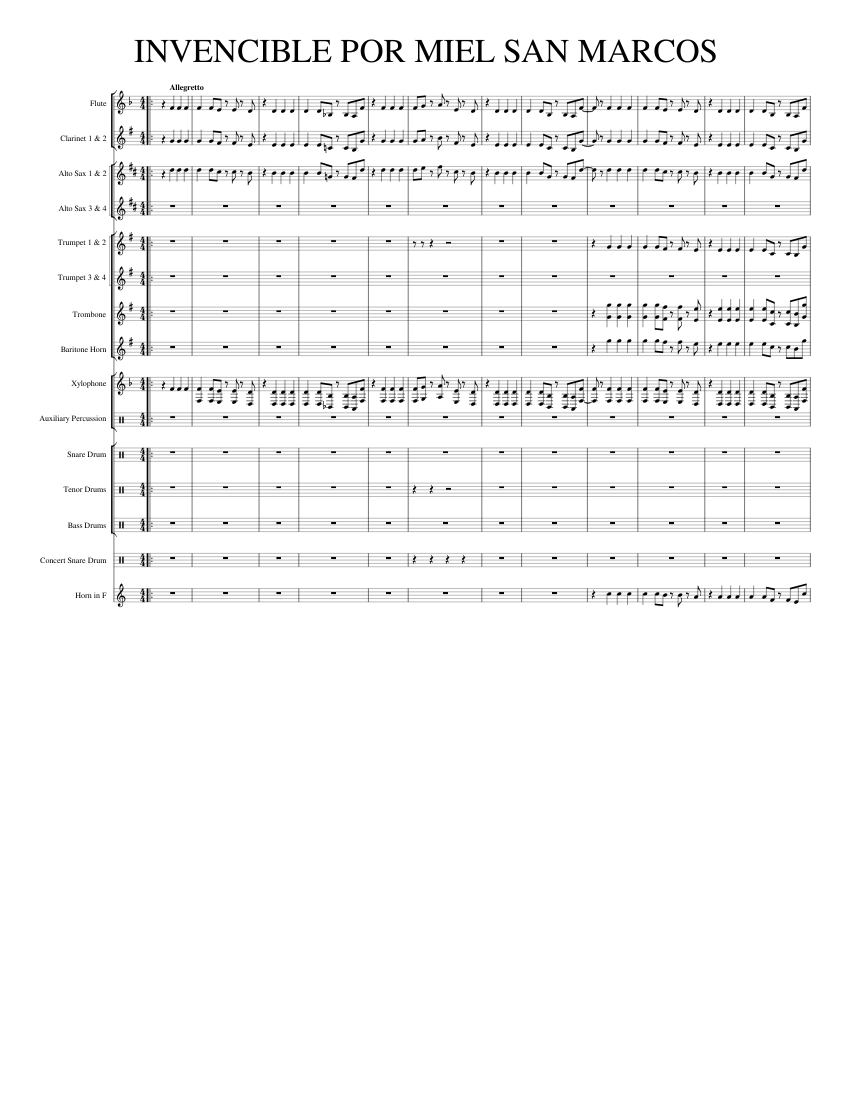 INVENCIBLE Sheet Music for Trombone, Flute, Clarinet in b-flat ...