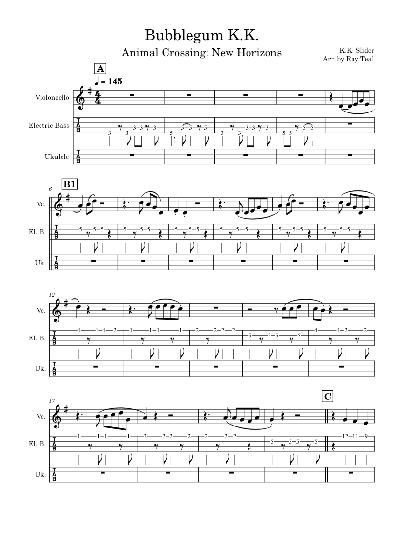 KK Bubblegum – Kazumi Totaka Bubblegum KK - Kazumi Totaka Sheet Music ...