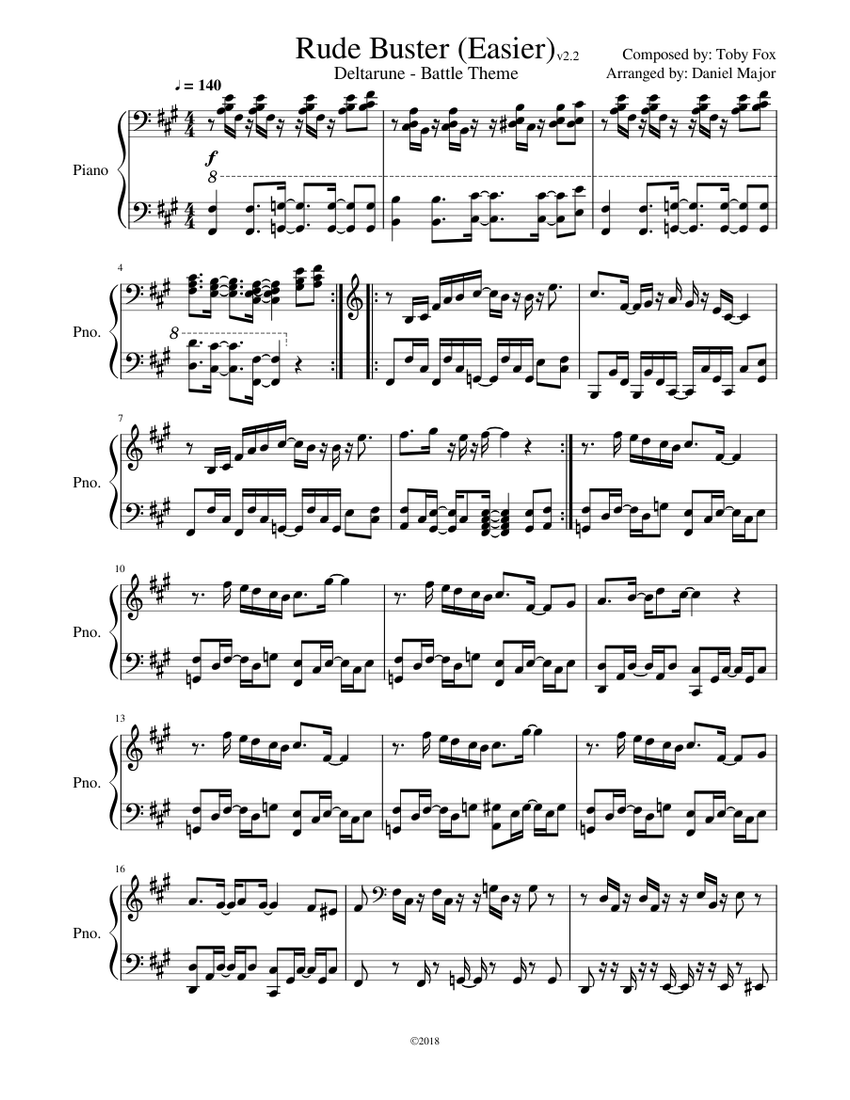 Deltarune - Rude Buster Sheet music for Piano (Solo) | Musescore.com