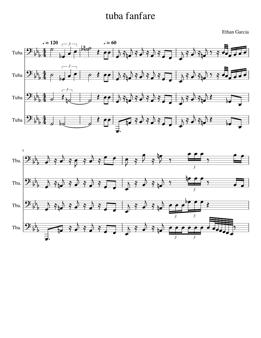 tuba fanfare Sheet Music for Tuba (Mixed Quartet) | MuseScore.com