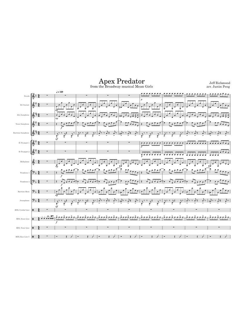 Apex Predator (marching band) Sheet music for Trombone, Mellophone ...