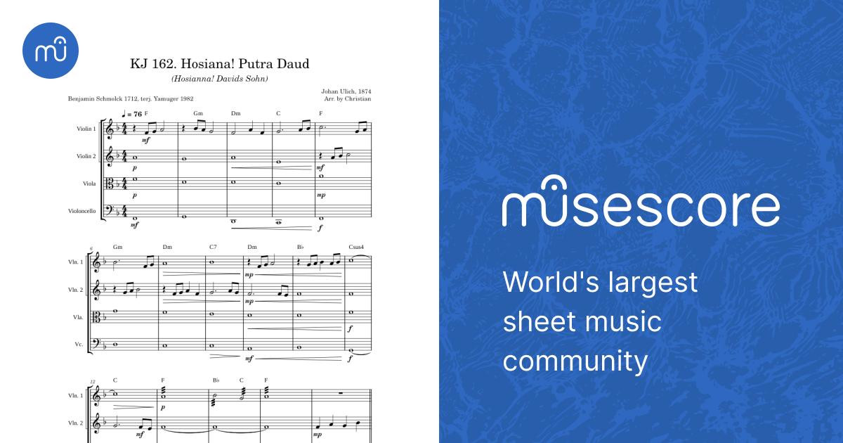 KJ 162 Hosiana Putra Daud (1 Verse) Sheet music for Violin, Viola ...