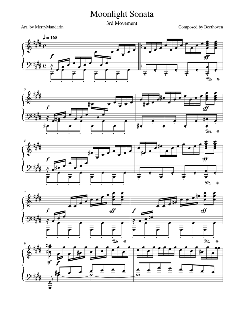 Sonata No. 14, Op. 27 No. 2 (Moonlight Sonata) 3rd Movement – Ludwig van Beethoven Sheet music ...