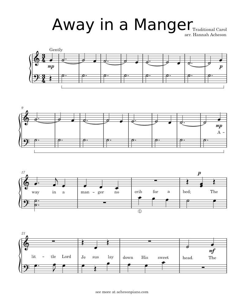 Away in a Manger | LEVEL 1 - piano tutorial