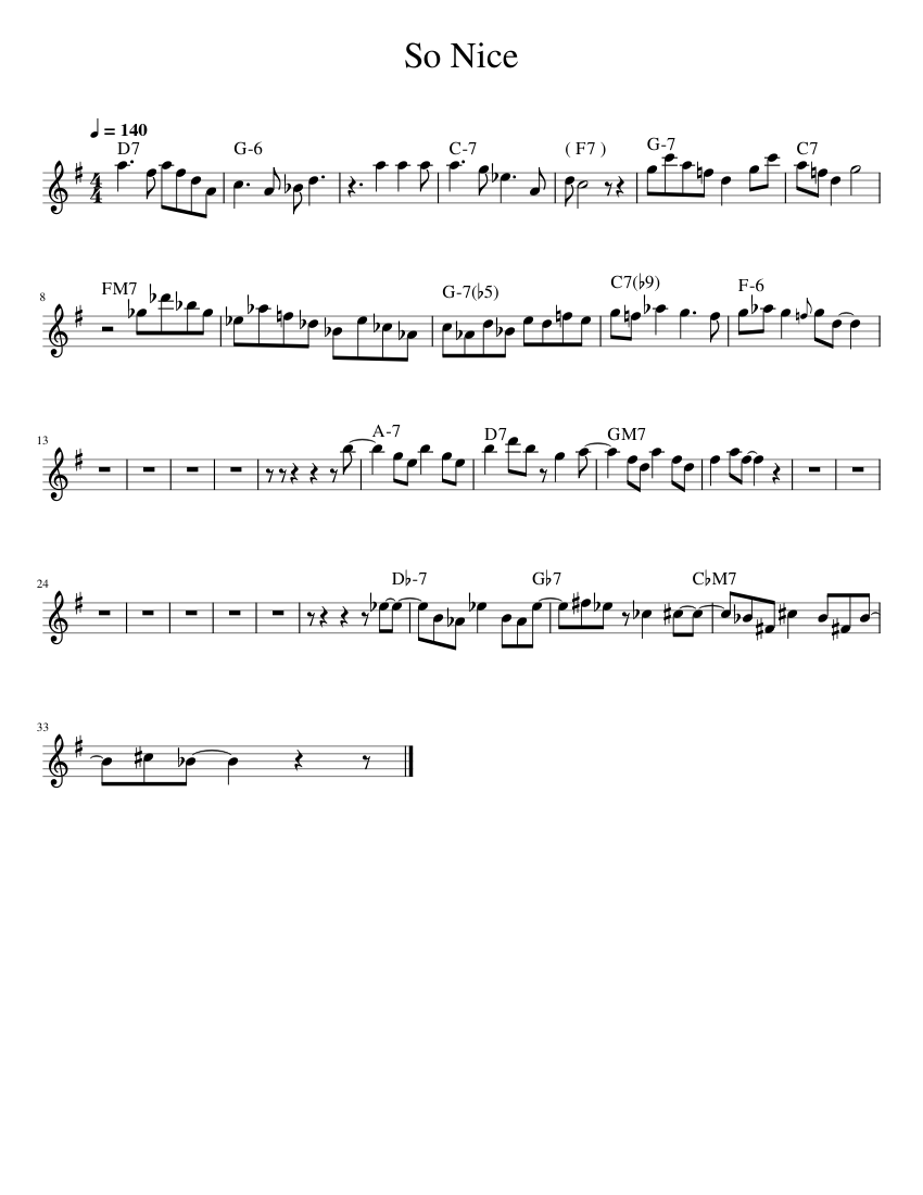 So_Nice Sheet Music for Saxophone tenor (Solo) | MuseScore.com