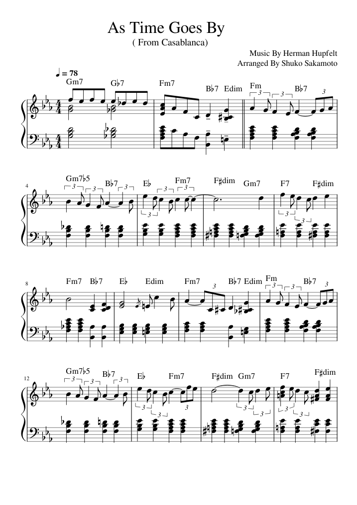 As time goes by – Herman Hupfeld (from Casa Blanca) Sheet Music with ...