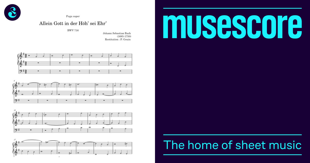 Allein Gott in der Höh´ sei Ehr´ - Johann Sebastian Bach Sheet Music for Organ (Solo ...