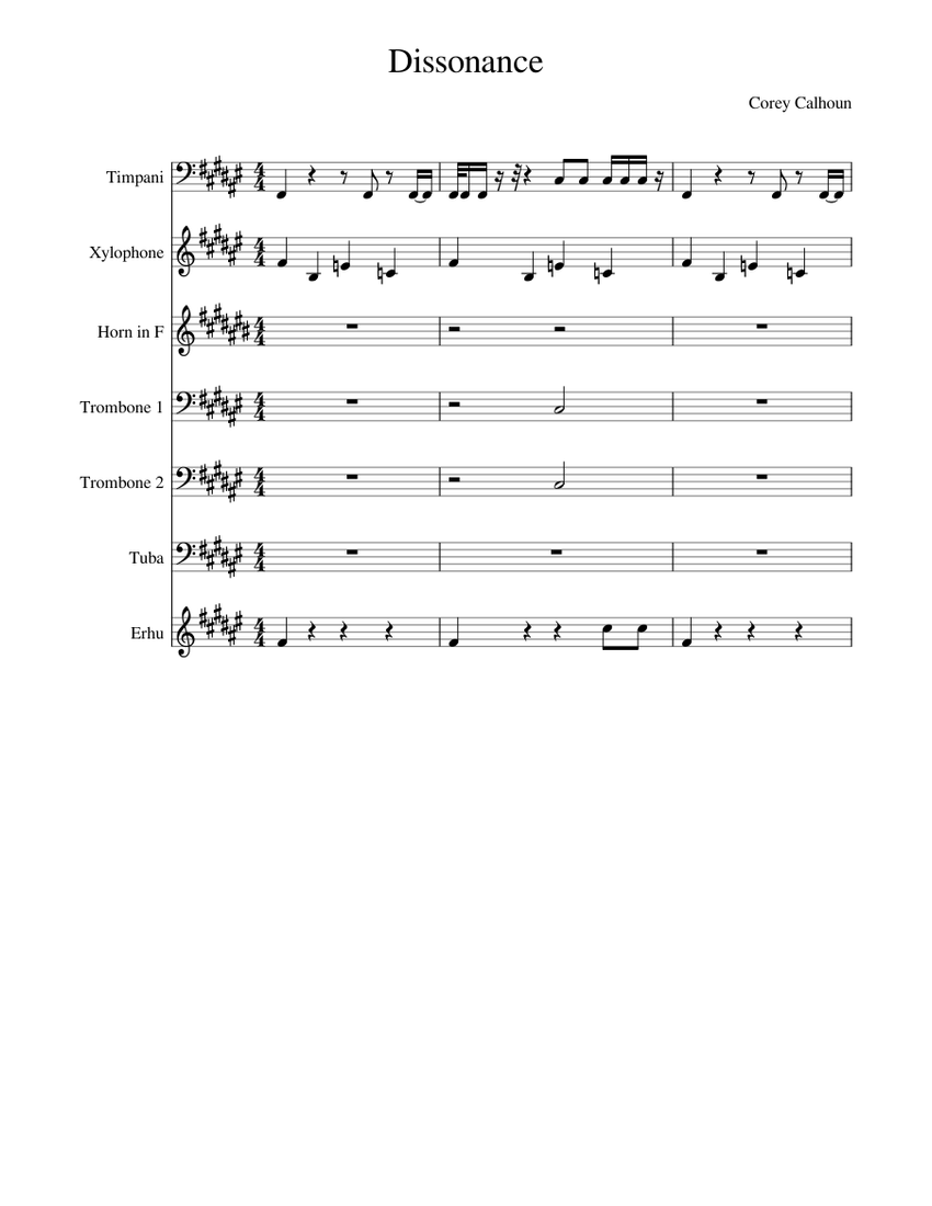 Dissonance "NOT FINISHED" Sheet music for Trombone, Tuba, French horn ...