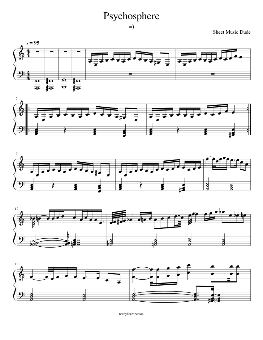 Psychosphere Sheet Music for Piano (Solo) | MuseScore.com