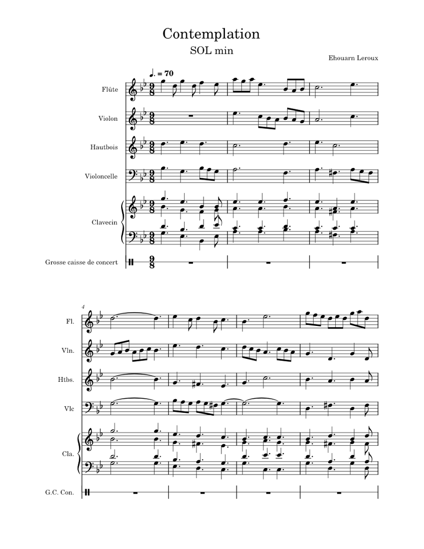 Contemplation Sheet music for Harpsichord, Flute, Oboe, Violin & more ...