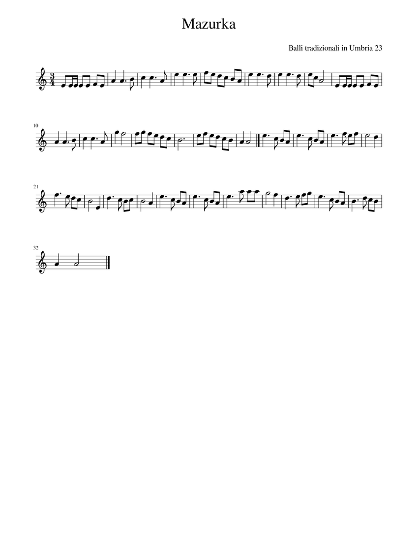 Traditional music - Mazurka Sheet music for Piano (Solo) Easy ...