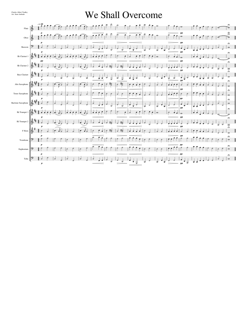 We Shall overcome Sheet music for Trombone, Euphonium, Tuba, Flute ...