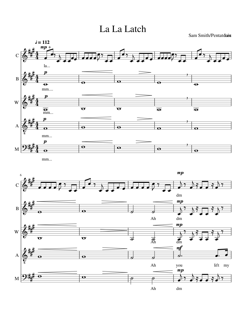 La La Latch Sheet Music for Piano (Mixed Quintet) | MuseScore.com