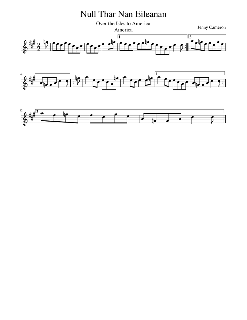 Jenny Cameron - Null Thar Nan Eileanan Sheet music for Piano (Solo ...