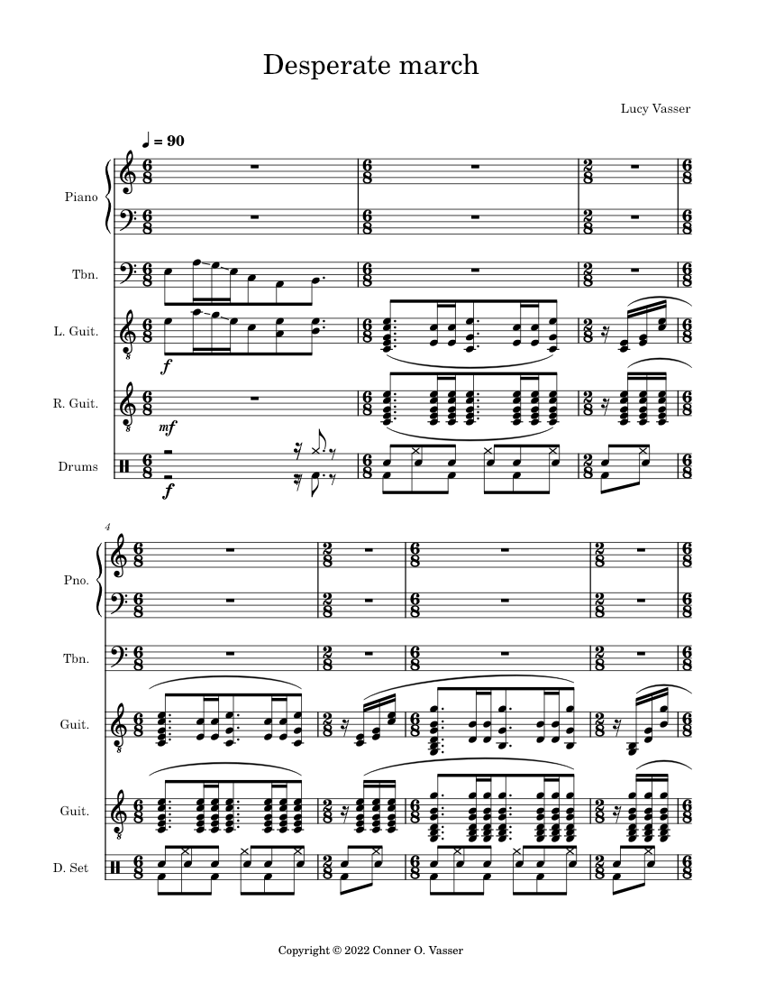 Desperate march - Lucy Vasser Sheet music for Piano, Trombone, Guitar ...