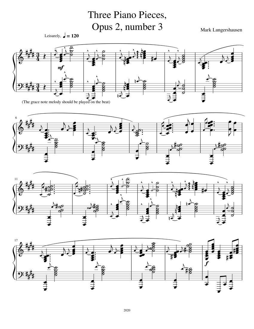 Three Piano Pieces, number 3 Sheet music for Piano (Solo) | Musescore.com