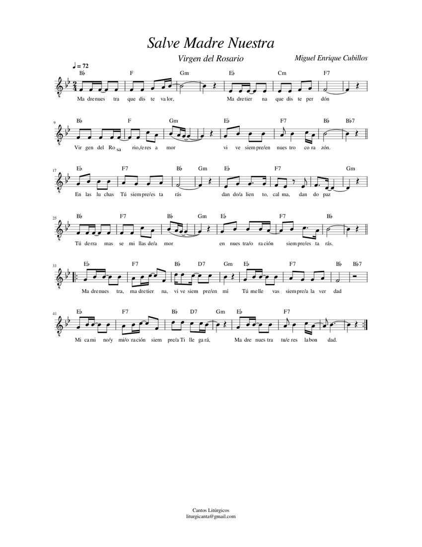 Salve Madre Nuestra Sheet music for Vocals (A Capella) | Musescore.com